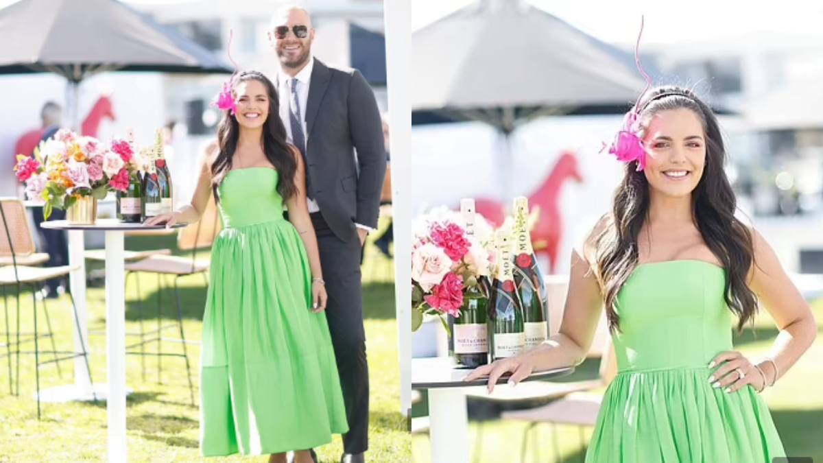 Neighbours star Olympia Valance stuns in a bright green frock as she ...